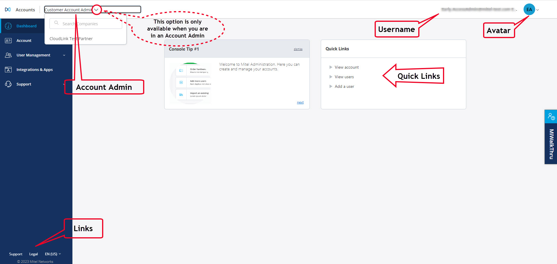 Mitel Administration Dashboard